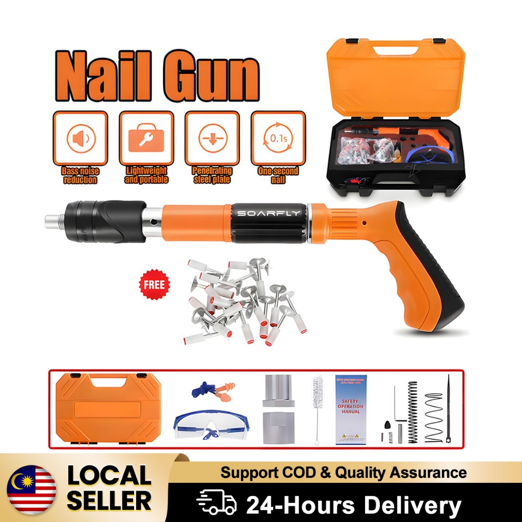 Soarfly 50 Nails+Box Manual Steel Nails Gun Concrete Rivet Tool Steel ...
