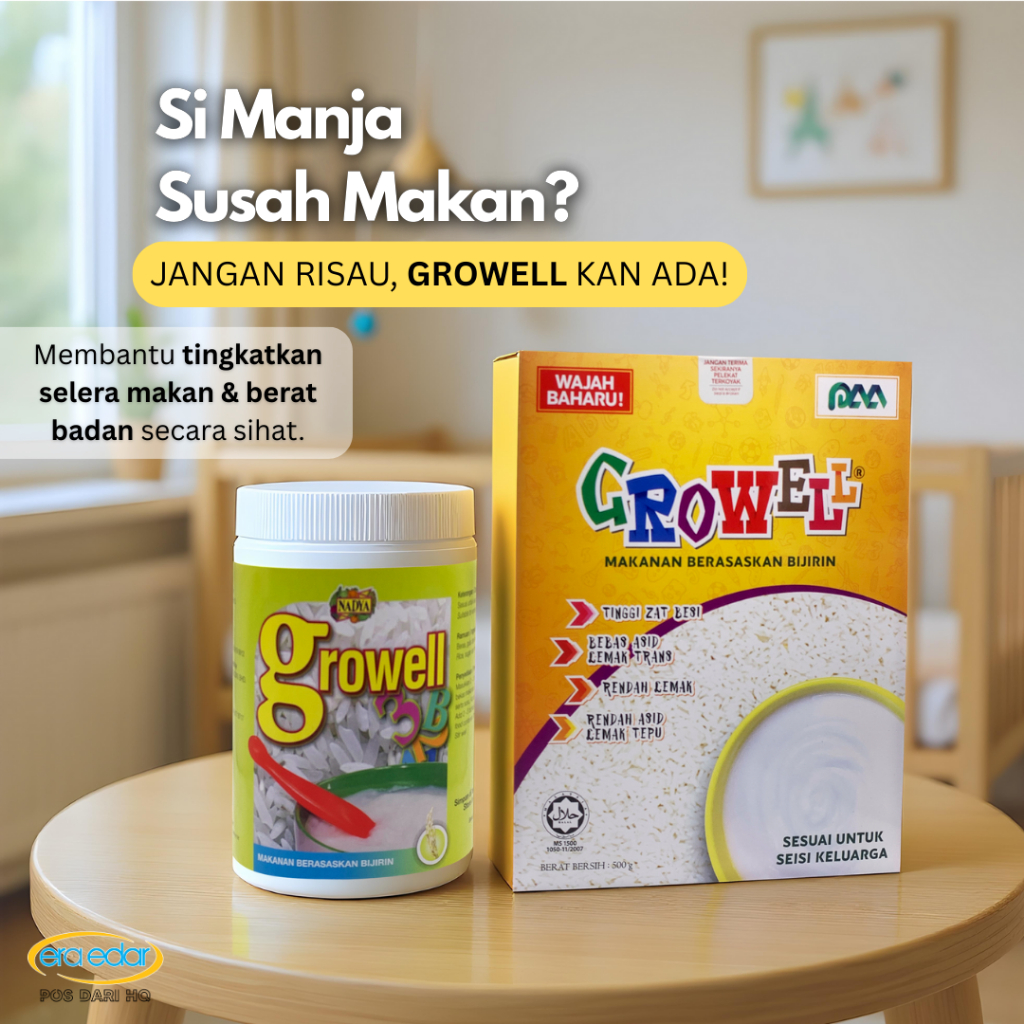 GROWELL Makanan Tambah Berat Bayi Bijirin Beras Naik Selera Makan ...