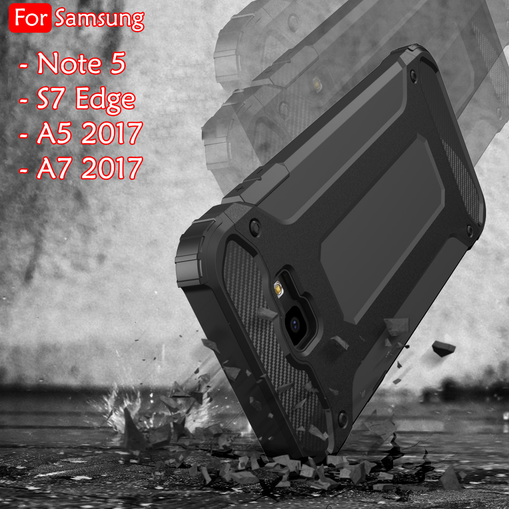 Samsung Galaxy Note 5 S7 Edge A5 2017 A7 2017 Armor Shockproof Case Hard Casing Protection Cover ...