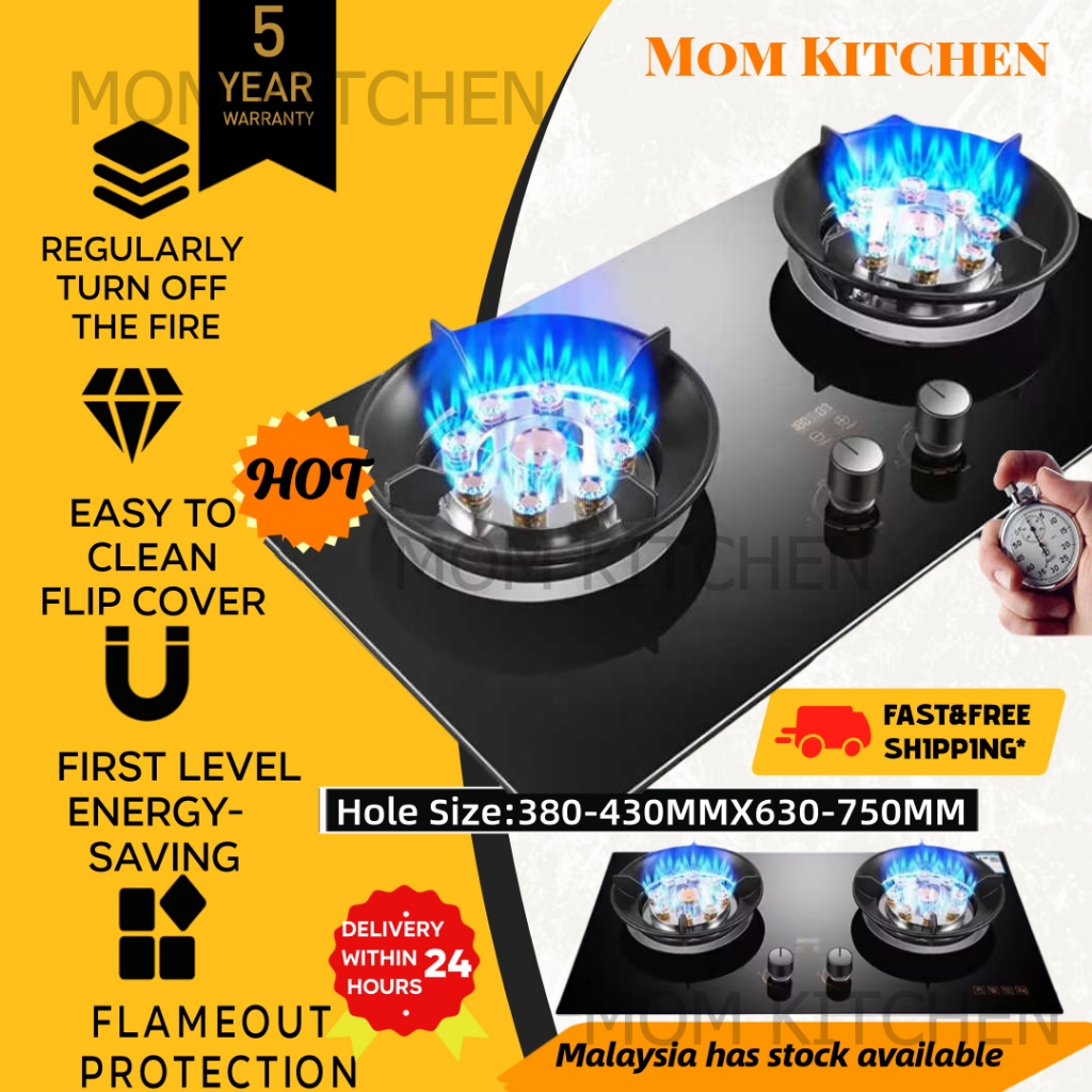 煤气炉 Gas Stove Desktop stove Dapur Gas Double Burner Gas Stove Steel ...