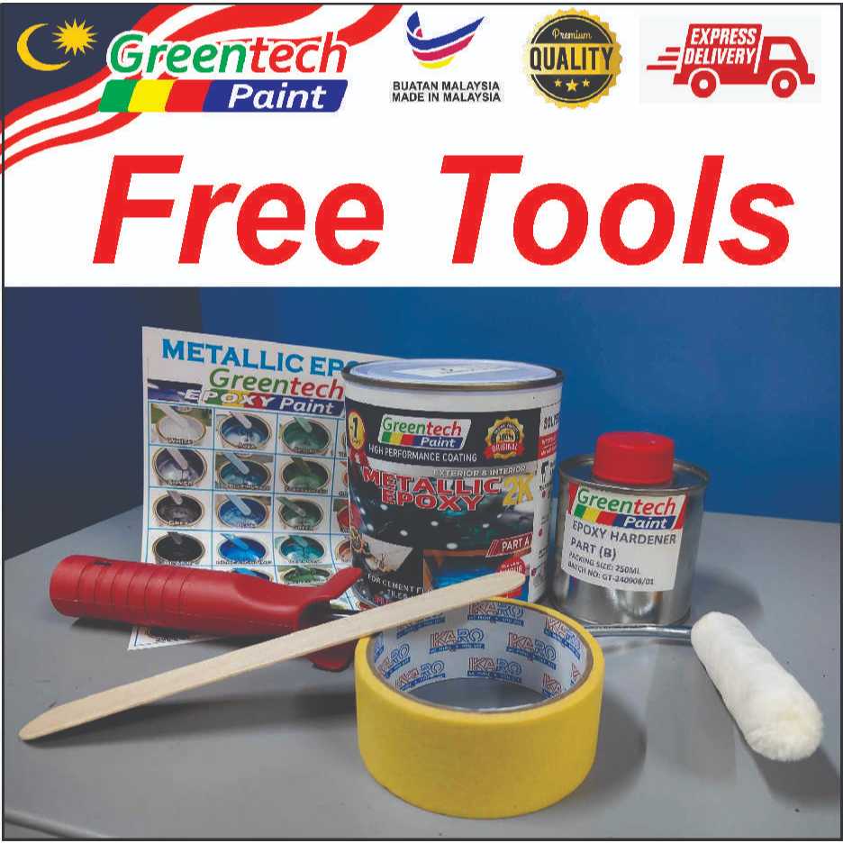 ( Metallic Epoxy Paint ) 1L METALLIC EPOXY FLOOR PAINT ( free tools R4T ...
