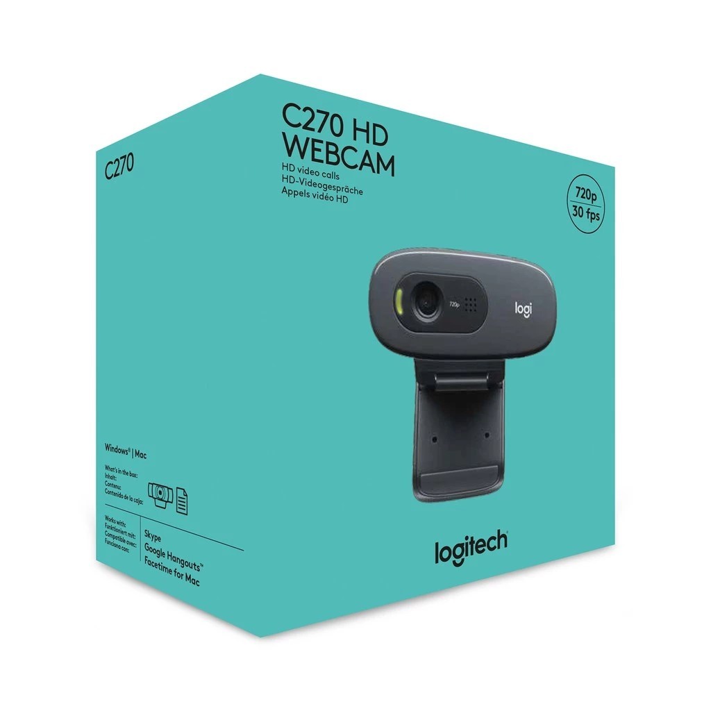 Logitech C270 HD Webcam, HD 720p/30fps, Widescreen HD Video Calling, HD ...