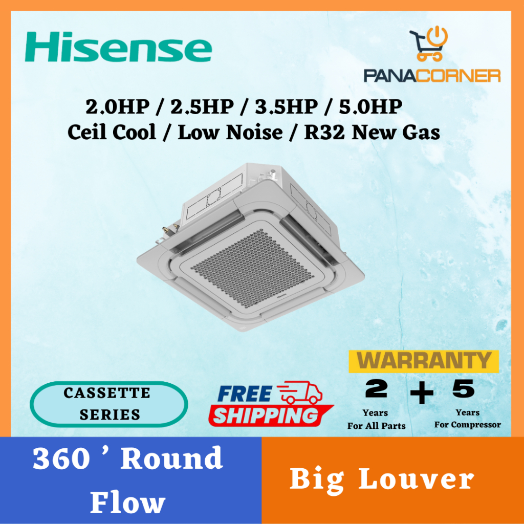 (FREE SHIPPING) Hisense R32 Ceiling Cassette Air Conditioner { Inverter ...