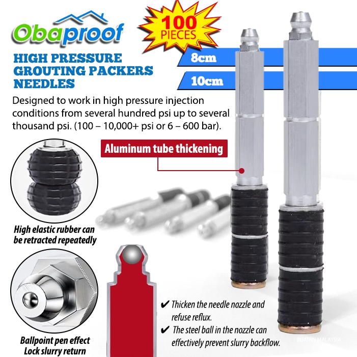 OBAPROOF 8CM/10CM 100pcs HIGH PRESSURE GROUTING PACKERS NEEDLE ...