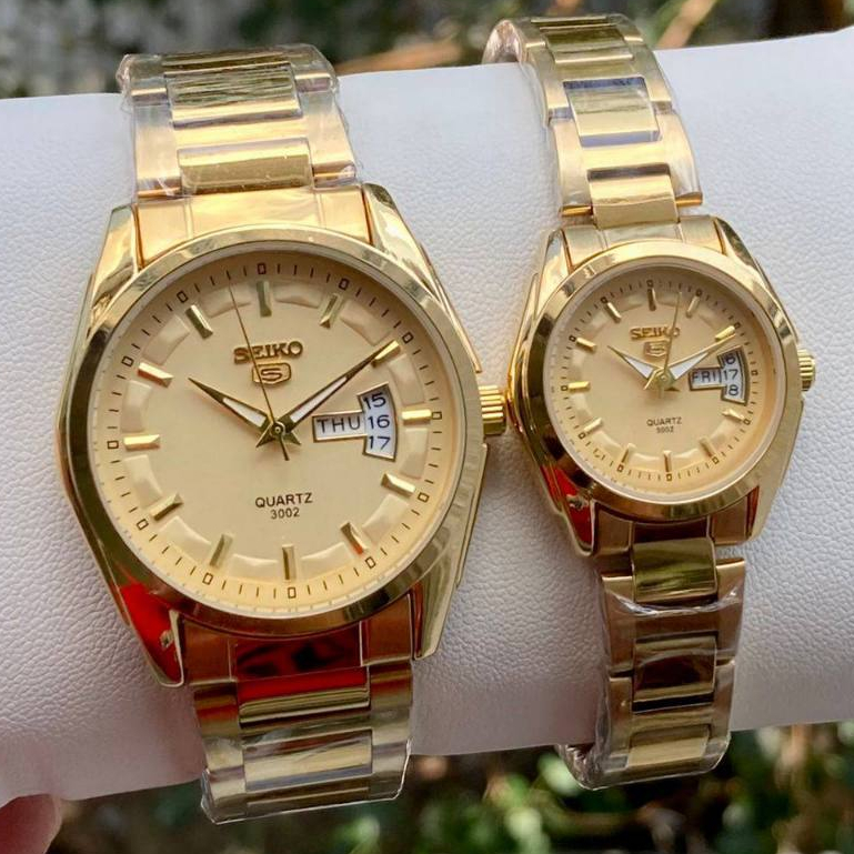NEW ARRIVAL SEIKO-5 COUPLE SET MEN/WOMEN STAINLESS STEEL (DATE/DAY ...