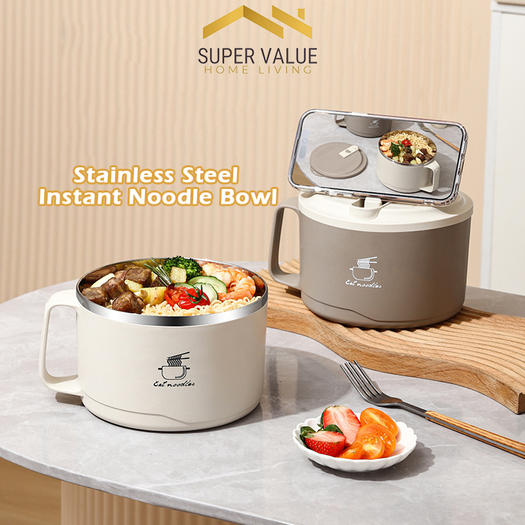 1000ML & 1300ML Large Capacity Stainless Steel Instant Noodle Bowls ...
