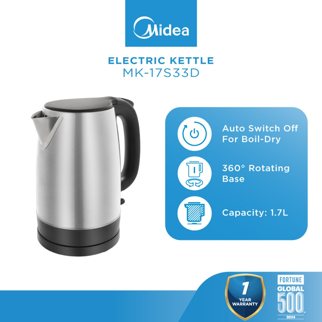 Midea MK-17S33D 1.7L Stainless Steel Electric Jug Kettle | Shopee Malaysia