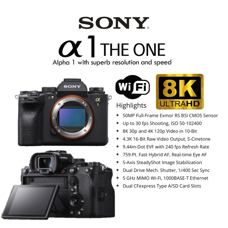 SONY MALAYSIA WARRANTY SONY ALPHA A1 BODY 8K 50MP FULL FRAME CMOS ...