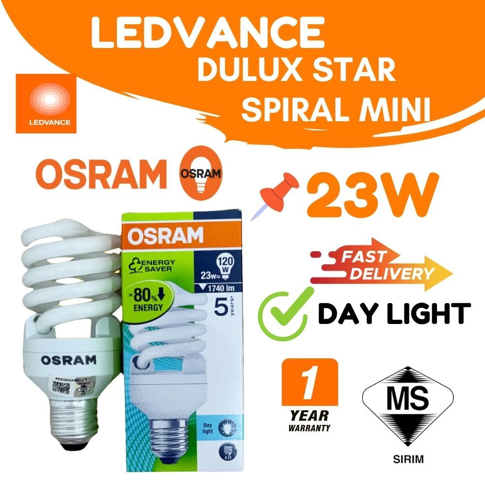 LEDVANCE OSRAM DULUXSTAR SPIRAL MINI TWIST 23W BULB E27 DAYLIGHT 6500K ...
