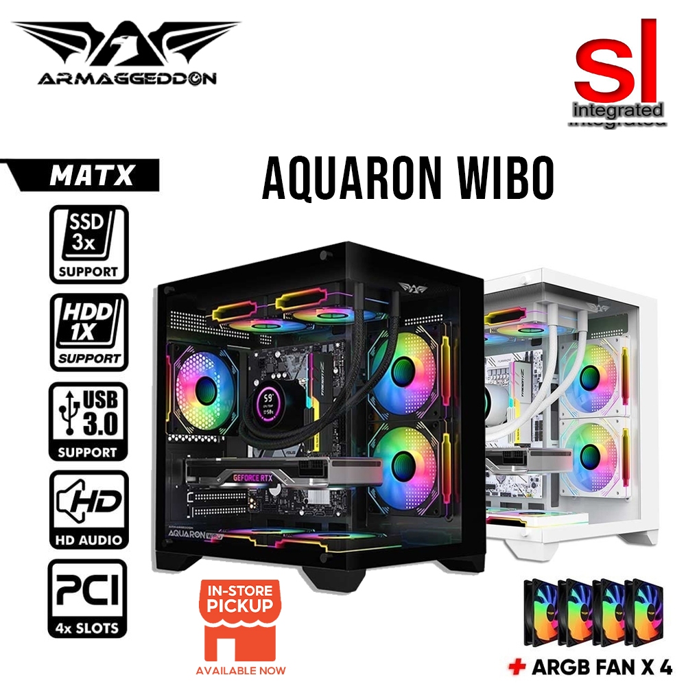 Armaggeddon AQUARON WIBO MATX Dual Chamber PC Gaming Case with Tempered ...
