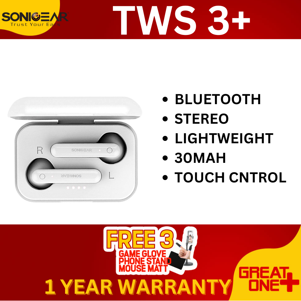 SonicGear TWS 3 Bluetooth 5.1 ENC Earphone with 24 Hours Playtime | 60ms Low Latency | Shopee ...