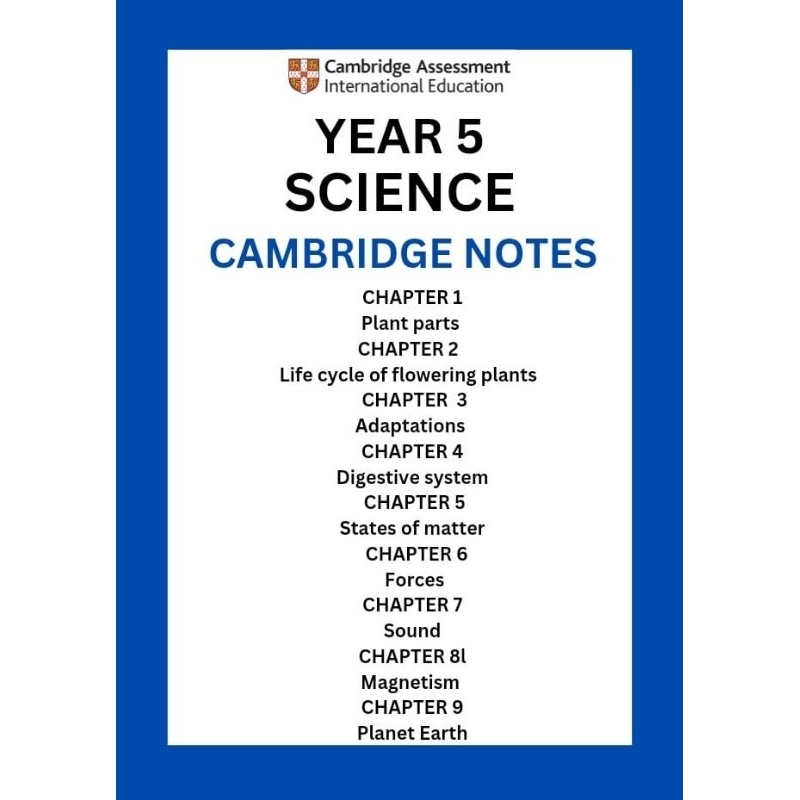 SC.100🌟Year 5 Science Notes🌟Cambridge syllabus | Shopee Malaysia