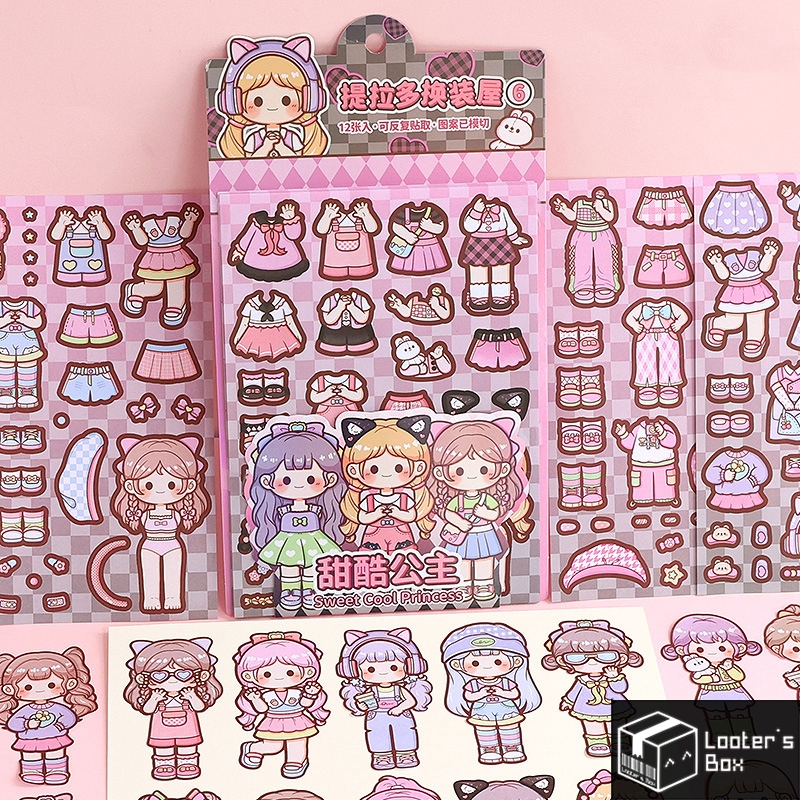 Cute Girl Dress Up Sticker Children DIY Change Clothes Doll House Kids ...