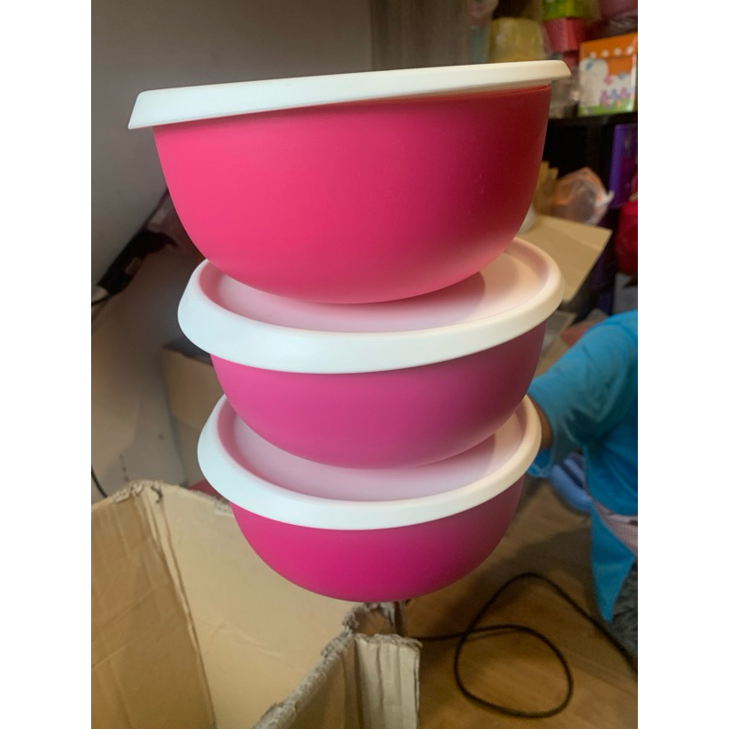 Tupperware pretty in pink blossom bowl set(3)1.3L | Shopee Malaysia