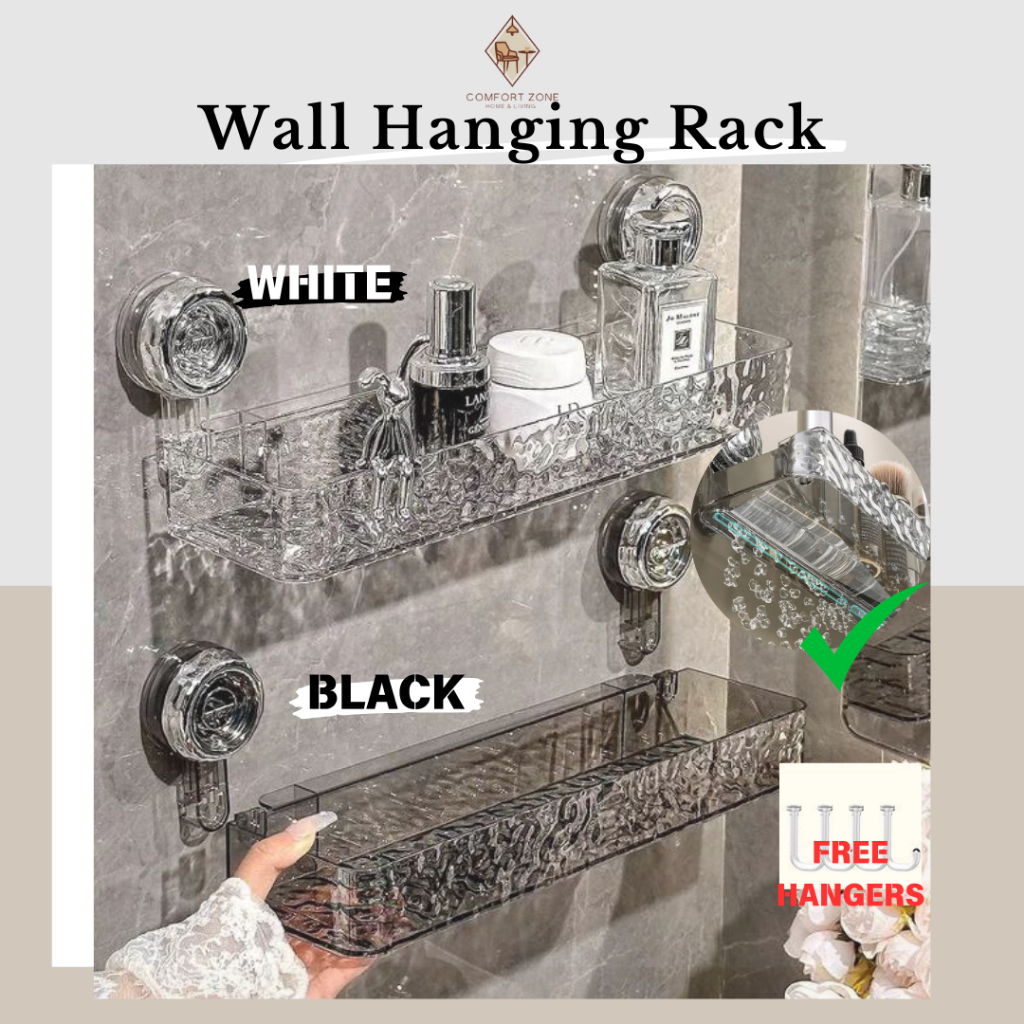 Rectangular Bathroom Rack Suction Cup Wall-mounted Rack Wall Hanging ...