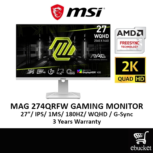 MSI MAG274QRFW / MAG 274QRFW GAMING COMPUTER MONITOR ( 27" WQHD / 180Hz ...