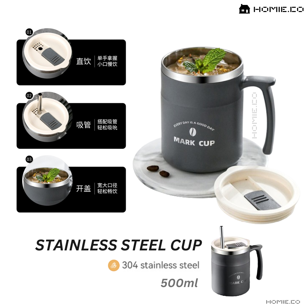 MARK CUP Cute Tumbler 304 Stainless Steel Thermos Cup Mug Bottle Coffee ...