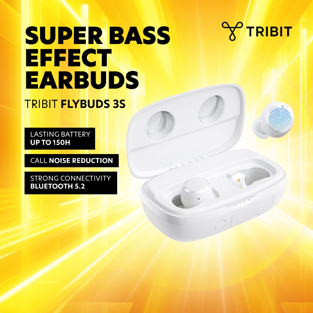 Tribit Flybuds 3s IPX8 Wireless Bluetooth 5.2 Deep Bass Earbuds Touch ...