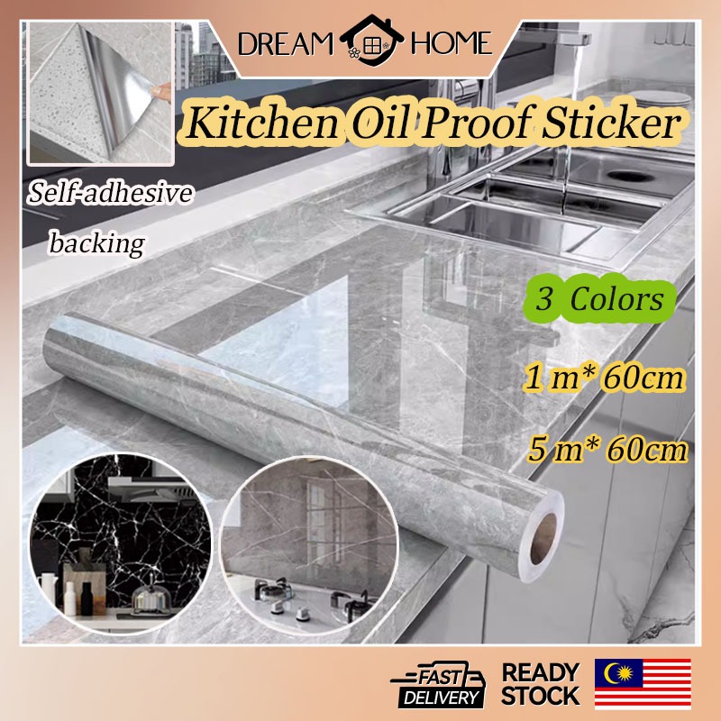 【60CM*5M】Wall Paper Self Adhesive Kitchen Oil Proof Marble Sticker ...