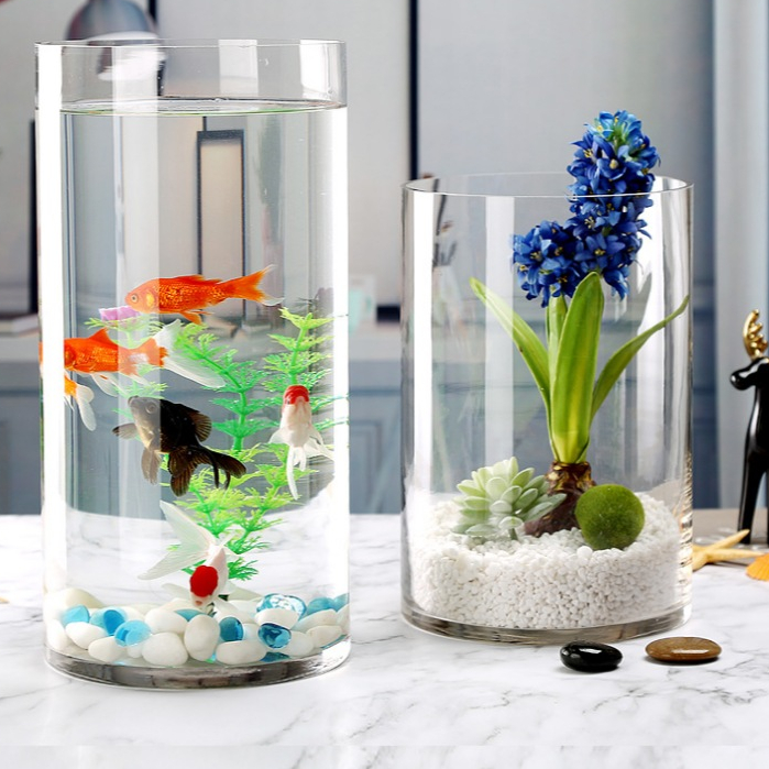 PMMM Glass Vase IKEA Cylinder Transparent Vase Pasu Bamboo Bunga Fish ...