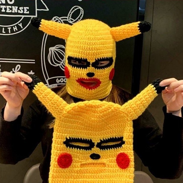 TikTok Pikachu Headgear Prank Funny Head Cover Yellow Topeng Tricky ...