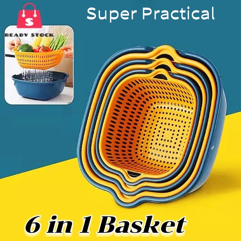 6IN1 Strainer & Colander For Fruits and Vegetables washing drainer ...
