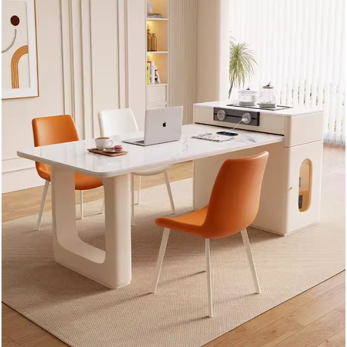 Modern Kitchen Island Table with Integrated Hotpot Stove & Storage ...