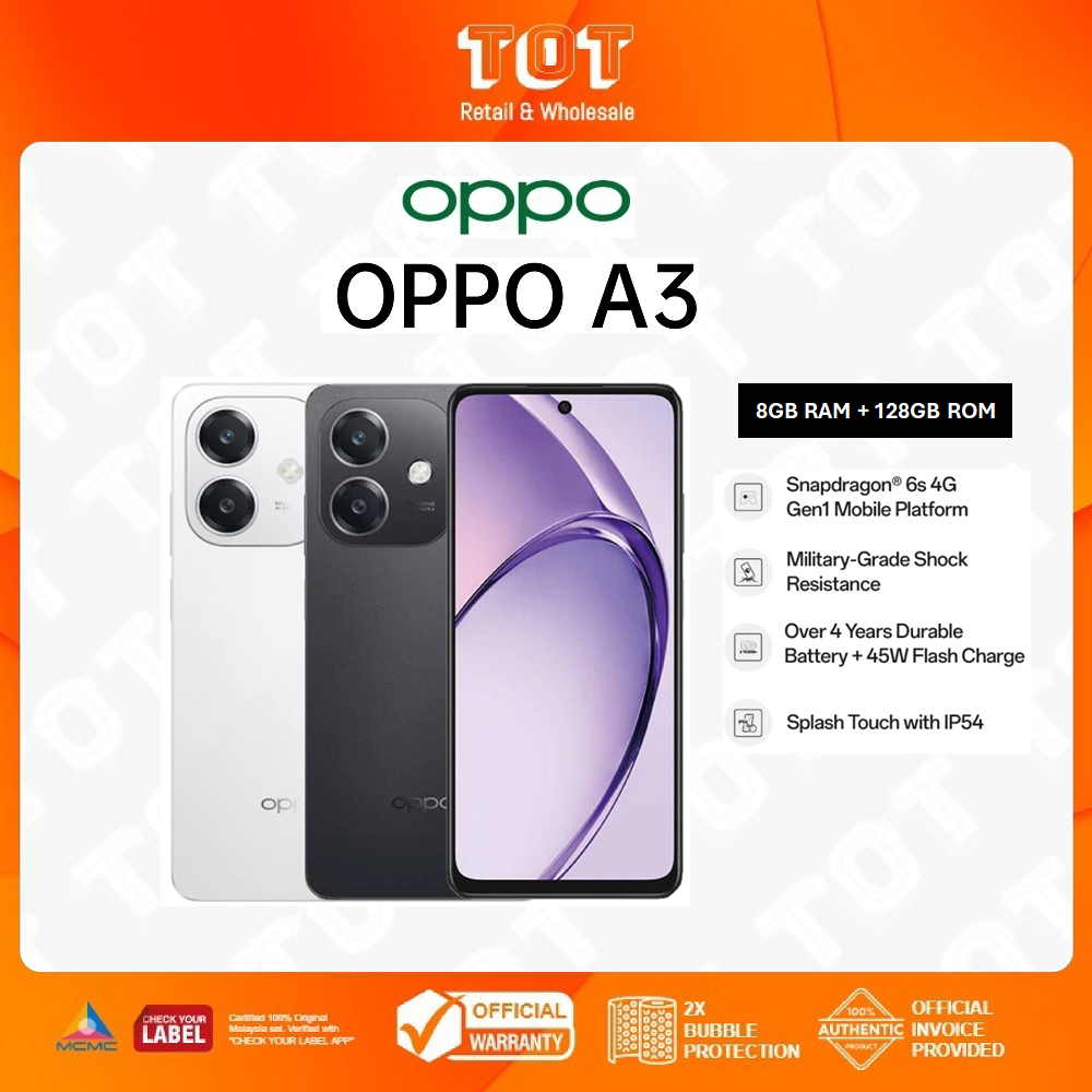 OPPO A3 (8+128GB/256GB) 6.67″ HD Punch Hole Screen l 45W SUPERVOOC ...