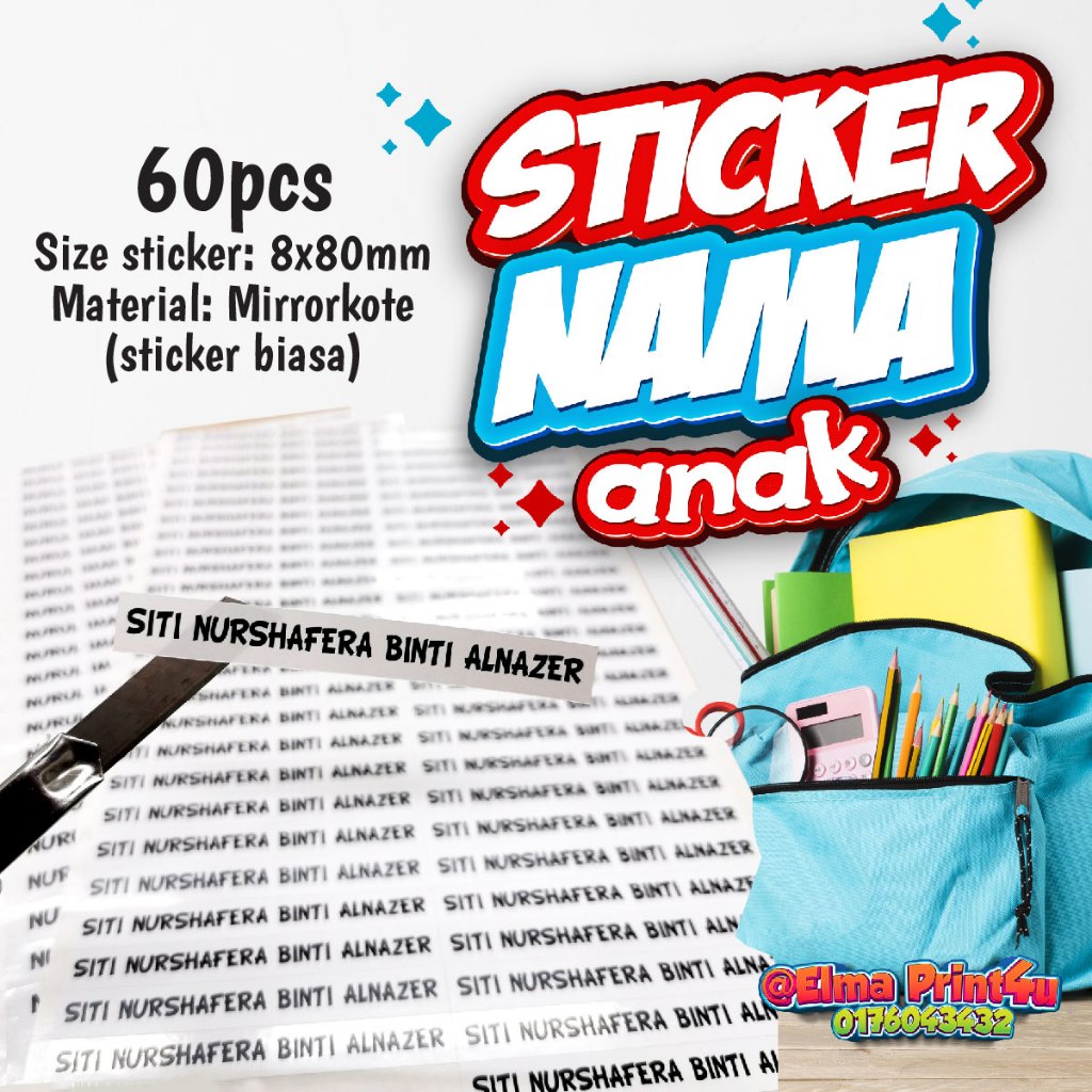 STICKER NAMA | STICKER SEKOLAH, STICKER NAMA ANAK, STICKER BUKU ...