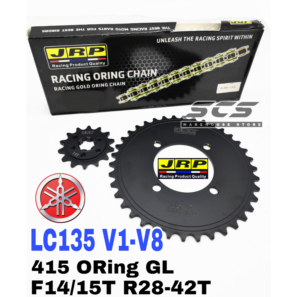 JRP Sprocket Set Yamaha LC135 V1 V8 Rantai Oring 415 Gold O-Ring Chain ...