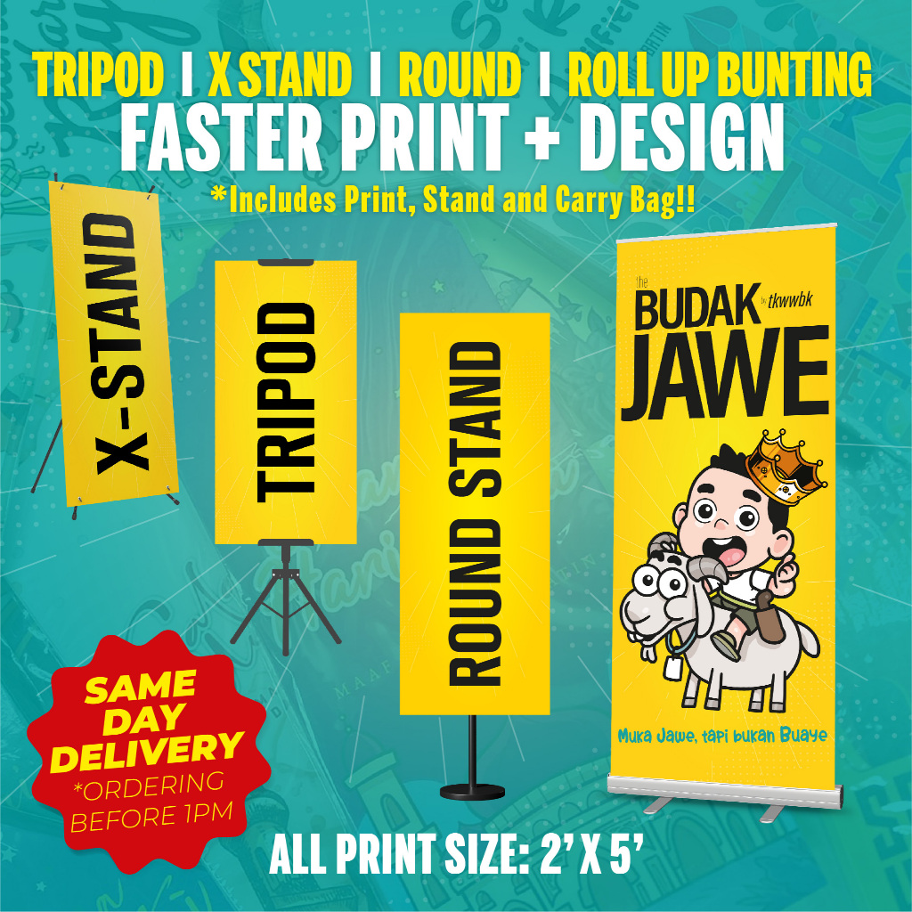 TRIPOD I X STAND I ROUND I ROLL UP BUNTING 2' X 5' (1 DAY DELIVERY) I ...