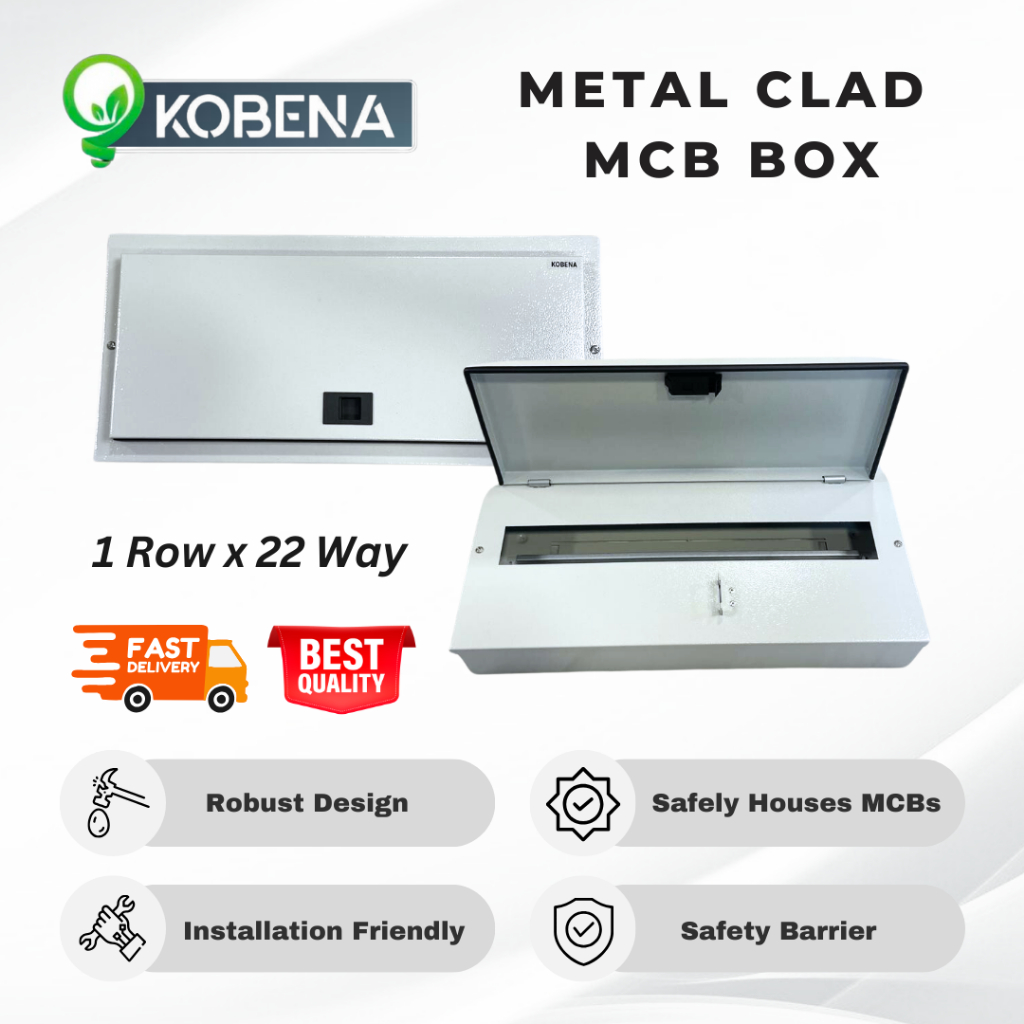 Kobena Metal Clad MCB Box 1 Row x 22 Way DB Box Electrical Box Kotak ...