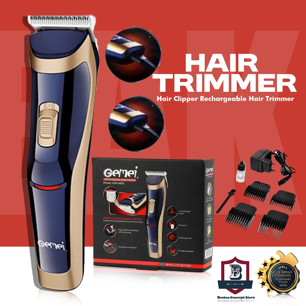 BOSTON MACHINE GUNTING RAMBUT Geemy GM-6005 Rechargeable Trimmer Hair ...