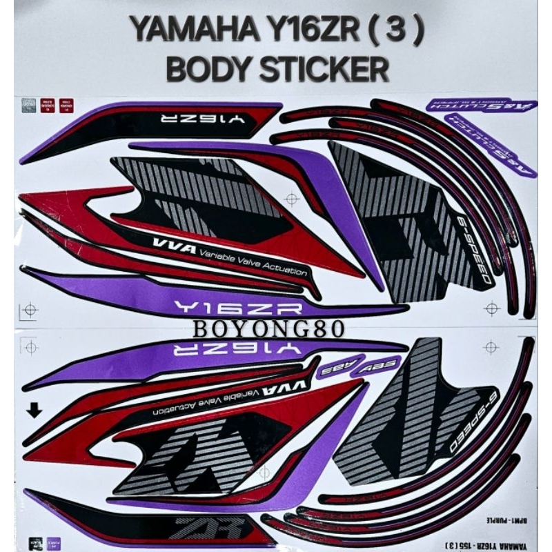 YAMAHA Y16 Y16ZR ( 3 ) BODY STICKER NEW EDITION ( READY STOCK ...