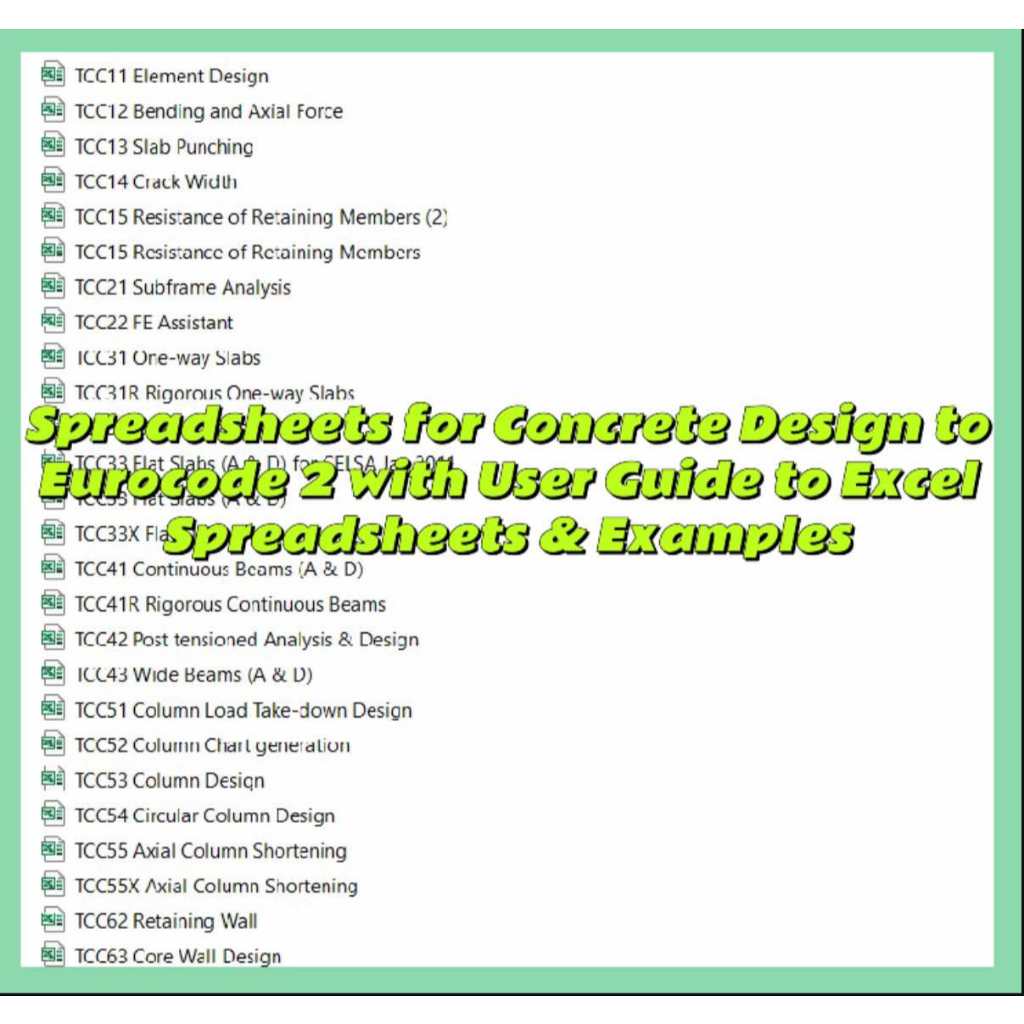 Spreadsheets for Concrete Design to Eurocode 2 with User Guide to Excel ...