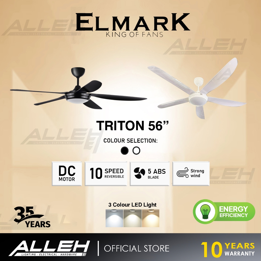 ⭐ELMARK TRITON 56” ⭐DC Motor Remote LED Ceiling Fan With 3 Color ...