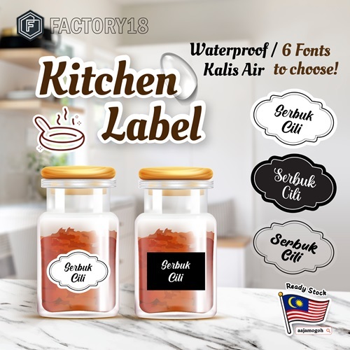 Kitchen Labels Waterproof Label Dapur Kalis Air DIY Kitchen Label ...