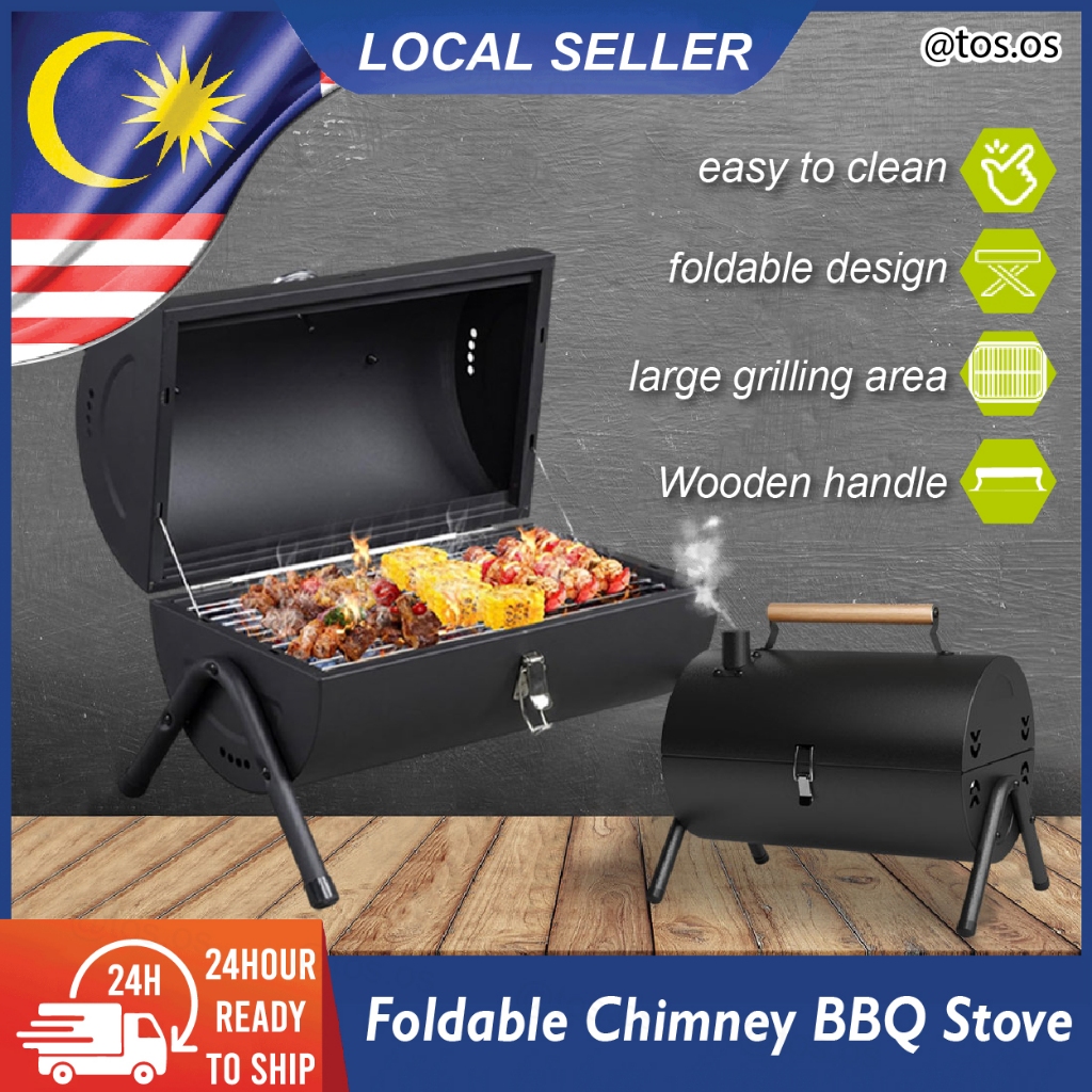 Double Sided Foldable Chimney Charcoal Grill Stove BBQ Outdoor Tabletop ...