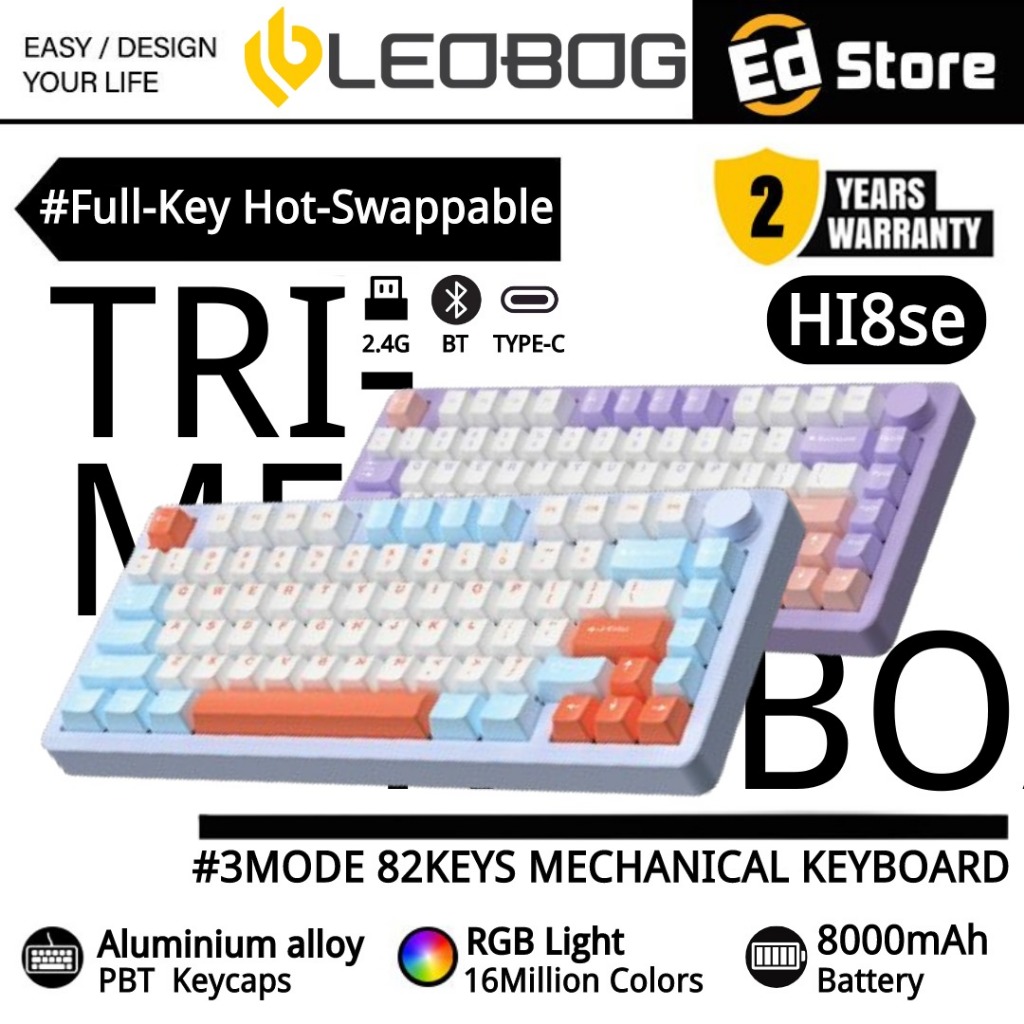 LEOBOG Hi8SE Mechanical Keyboard 3 Mode AlluminumAlloy Hot-Swappable Wireless Keyboard Customize ...