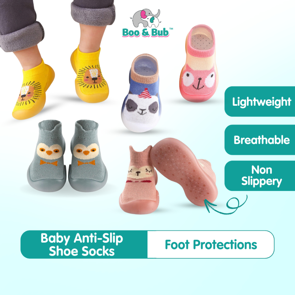 Boo&Bub Baby First Walking Shoes Soft Sole Baby Shoe Socks Non-Slip ...