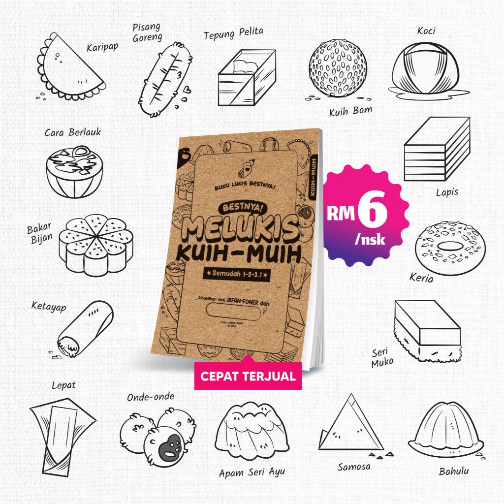 Buku Bestnya! Melukis : KUIH-MUIH - Cara Melukis Semudah 3 Langkah ...
