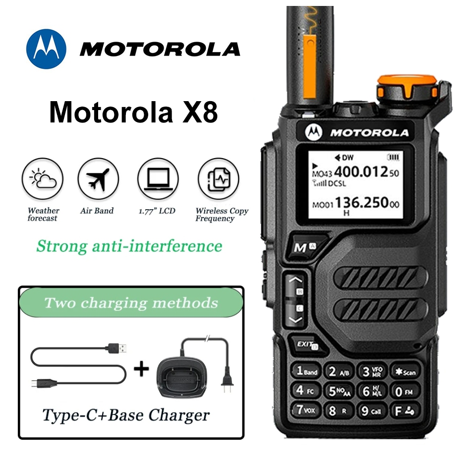 Motorola Walkie talkie X8 two way radio 10KM 5500mAh 10W 200 Channels IP54 waterproof radio ...