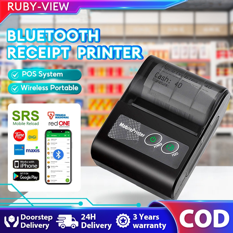 RUBY Bluetooth Thermal Printer 58mm Mini Portable Receipt Printer ...
