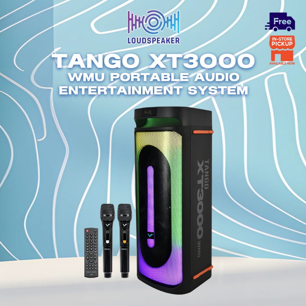 Vinnfier VF Tango XT3000 WMU Bluetooth Portable Karaoke PartyBox Speaker with 2 Wireless Mic ...