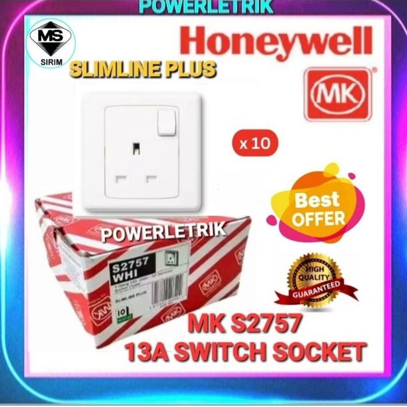 💥BIG OFFER!!💥 (10 PCS) MK SLIMLINE PLUS S2757 13A SWITCH SOCKET OUTLET ...