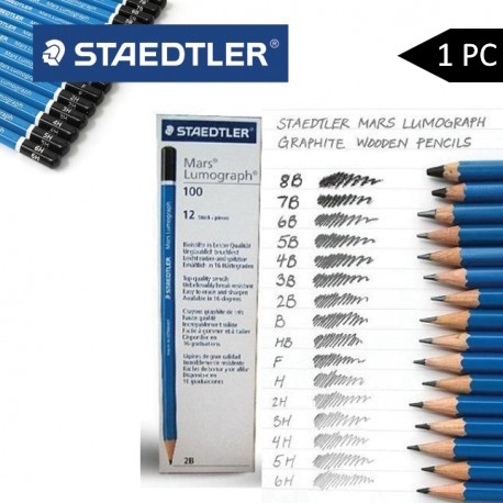 Staedtler Mars Lumograph Pencil 100 B HB 2B 3B 4B 5B 6B 7B 8B 9B 10B F H 2H 3H 4H 5H 6H Artist ...