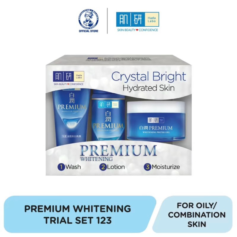 Hada Labo 123 Premium Whitening 1 Trial Skincare Set (12g + 30ml + 14g ...