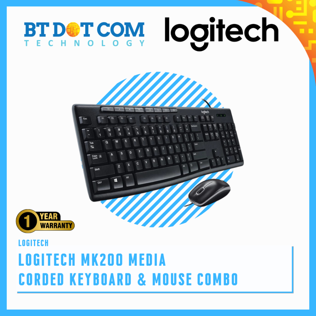 Btdc Logitech Mk200 Media Corded Keyboard And Mouse Combo Shopee Malaysia