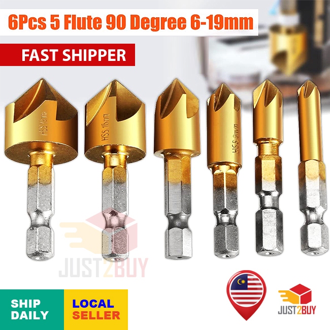 【100% AUTHENTIC】6PCS Chamfer Countersink Set Chamfering Tool Titanium ...