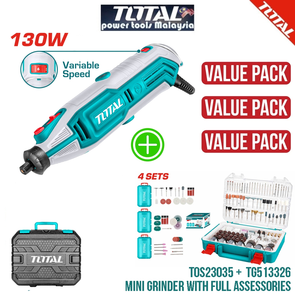TOTAL Mini Drill / Die Grinder / Polishing 130w 迷你研磨机 + FREE 109 pcs ...